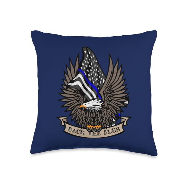 ・Back the Blue USA blue line flag with eagle police and illustration for those who back our police officers, law enforce...
