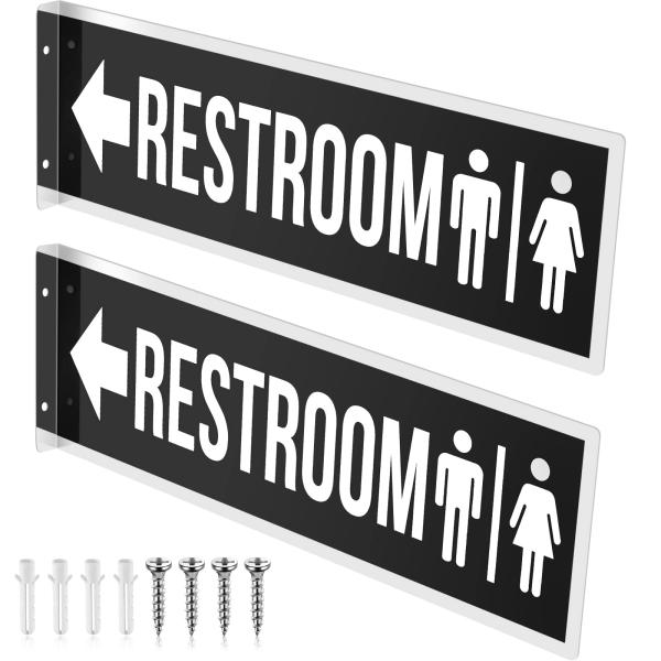 ・Set of 2 Signs: package comes with 2 pieces of restroom signs and matching expansion screws, enough quantity can suffic...