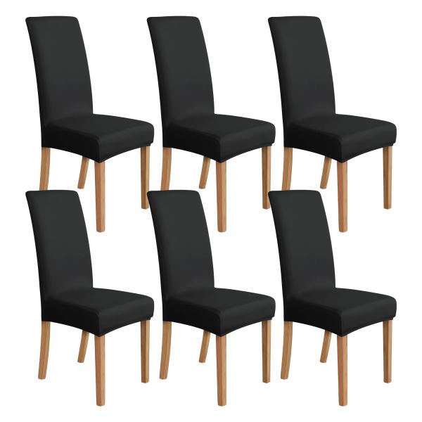・Chair slip cover; great for giving an old, worn out chair a fresh new lease on life・Includes a set of 6 black chair sli...