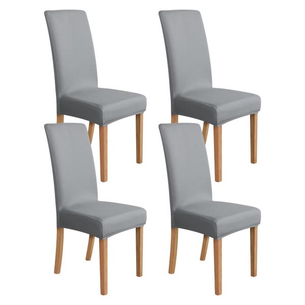 ・Chair slip cover; great for giving an old, worn out chair a fresh new lease on life・Includes a set of 4 light grey chai...