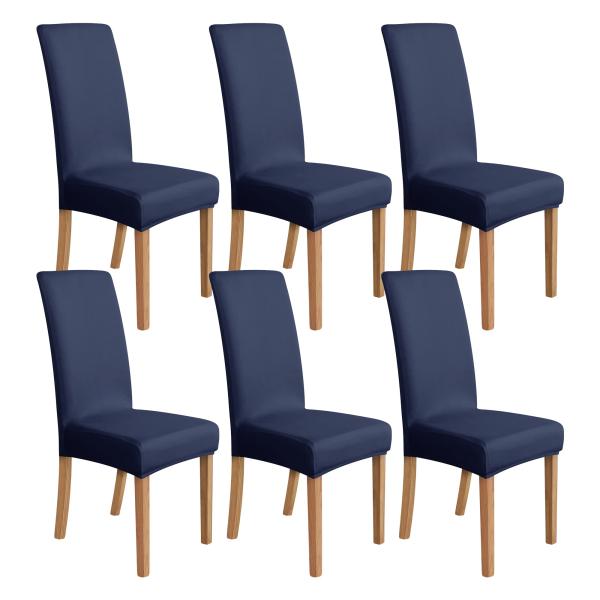 ・Chair slip cover; great for giving an old, worn out chair a fresh new lease on life・Includes a set of 6 navy chair slip...