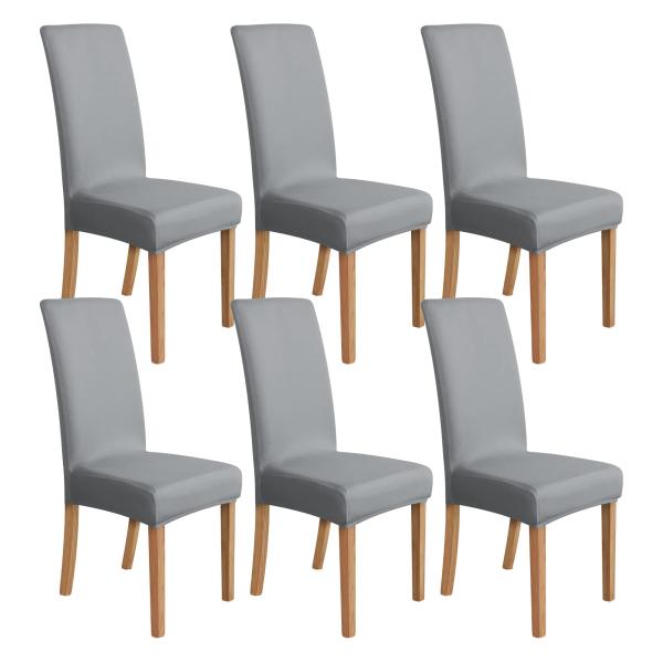 ・Chair slip cover; great for giving an old, worn out chair a fresh new lease on life・Includes a set of 6 light grey chai...