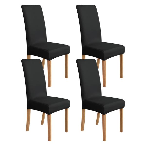 ・Chair slip cover; great for giving an old, worn out chair a fresh new lease on life・Includes a set of 4 black chair sli...