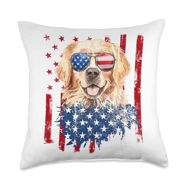 ・Cool American Golden Retriever with Sunglasses ＆ Vintage USA American flag in grunt grunge style is perfect for all Gol...