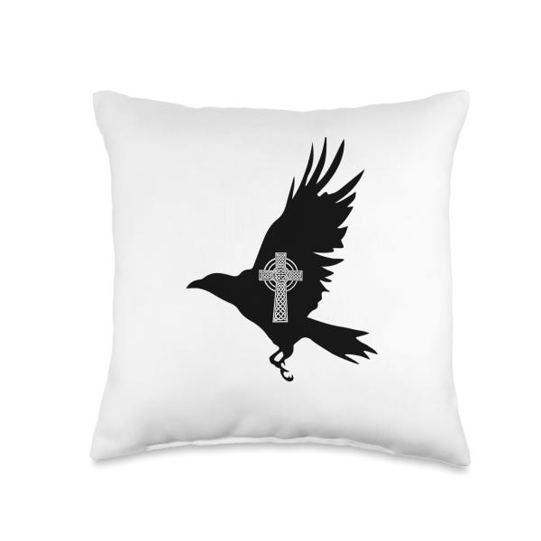 ・Our, Raven with Celtic Cross Crow Bird Ornithology apparel design features a raven in flight with a Celtic cross superi...