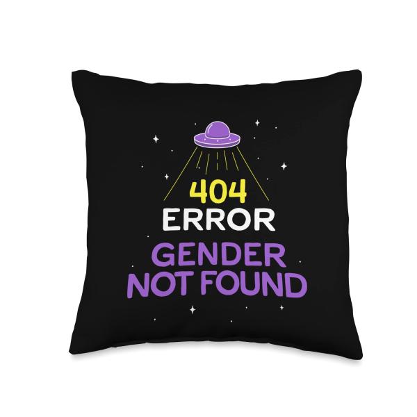 ・Non Binary Shirt Error 404 Gender Not Found in non binary flag colors for agender people from the gender queer communit...