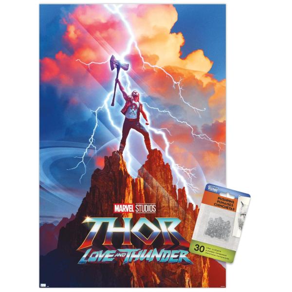 ・THIS TRENDS MARVEL THOR: LOVE AND THUNDER - THOR ONE SHEET WALL POSTER uses high-resolution artwork and is printed on P...