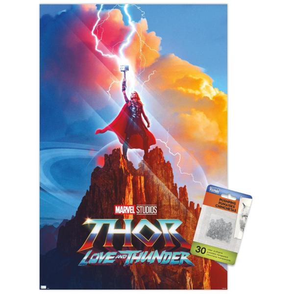・THIS TRENDS MARVEL THOR: LOVE AND THUNDER - MIGHTY THOR ONE SHEET WALL POSTER uses high-resolution artwork and is print...