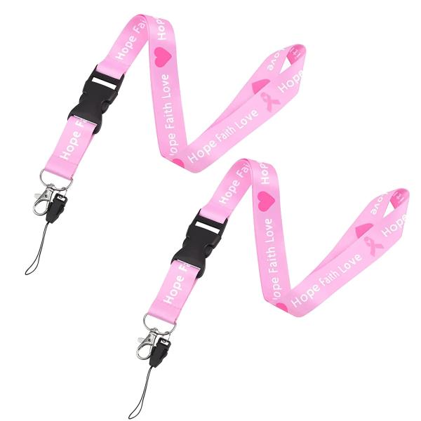 ・PACKAGE CONTAINS--2pcs pink breast cancer awareness lanyards, which are approx 20.27*0.98inches.・BEAUTIFUL DESIGN--The ...