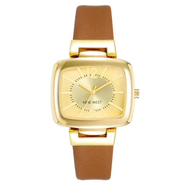 ・Band.Length: 8.5 Inches・Domed mineral crystal lens・Light champagne dial with gold-tone hands and markers; black printed...