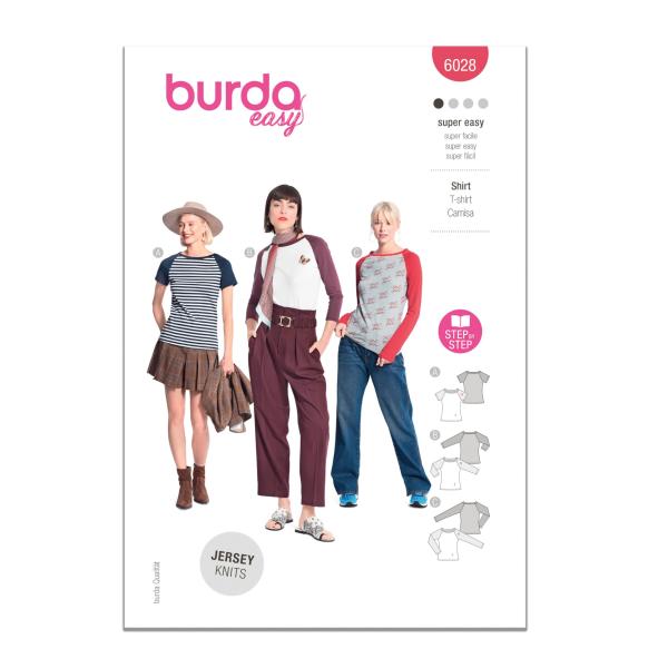 ・Burdaパターンキットには、パターンピース、ステップバイステップの説明書（文章・図解）、生地・トリムの選び方、サイズ情報が含まれています。\n・ミセスサイズ8〜22（34〜48）に対応した型紙です。\n・ラグランスリーブと浅いネックライ...