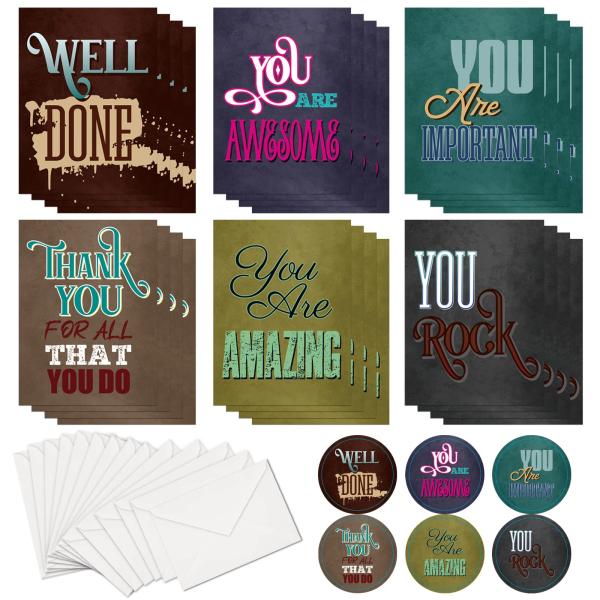 ・【商品内容】折りたたみ式クドスサンキューカード24枚 (パテン6枚、パテント4枚、折りたたみ時6×4.3インチ)、封筒用励ましステッカーラベル24枚 (パテン6枚、パテント4枚、1.3インチ)、封筒24枚 (ホワイト、7.6×4.4インチ...