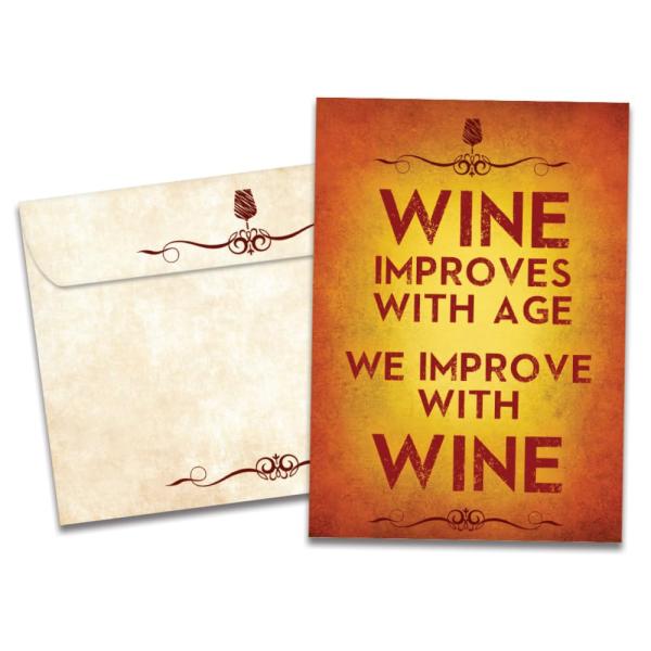 ・Inside Greeting: Here's to many more years of getting better. Happy birthday | Cover Greeting: Wine improves with age, ...