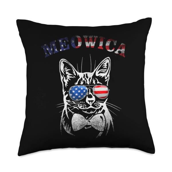 ・Are You Someone Who Loves Cat Kitty Kitten Animal Pet! Meowica Cat Shirt Vintage USA Flag Art Style With Sunglasses Des...
