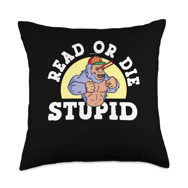 ・Read Or Die Stupid, Funny Gorilla, Books Reading Design for Men and Women Bookworm, who like literature, library and Bo...