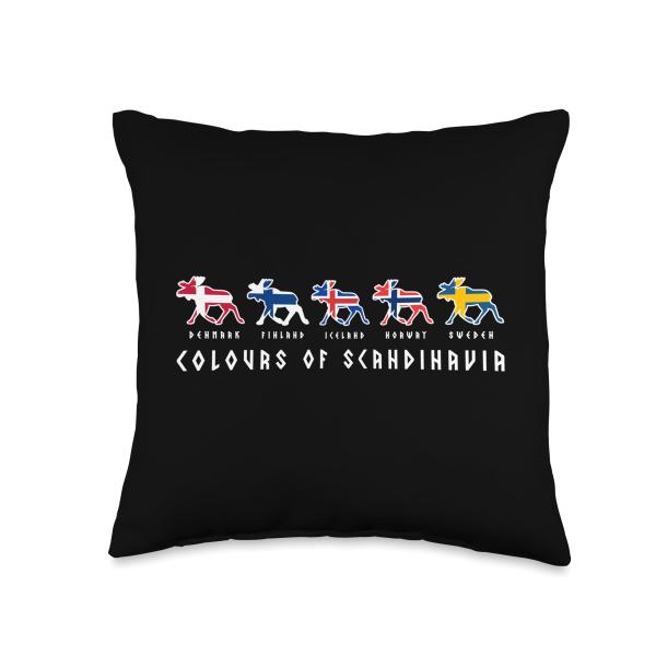 ・Scandinavian flags with elk and a funny saying that describes the colours of the Nordic countries. In each individual m...