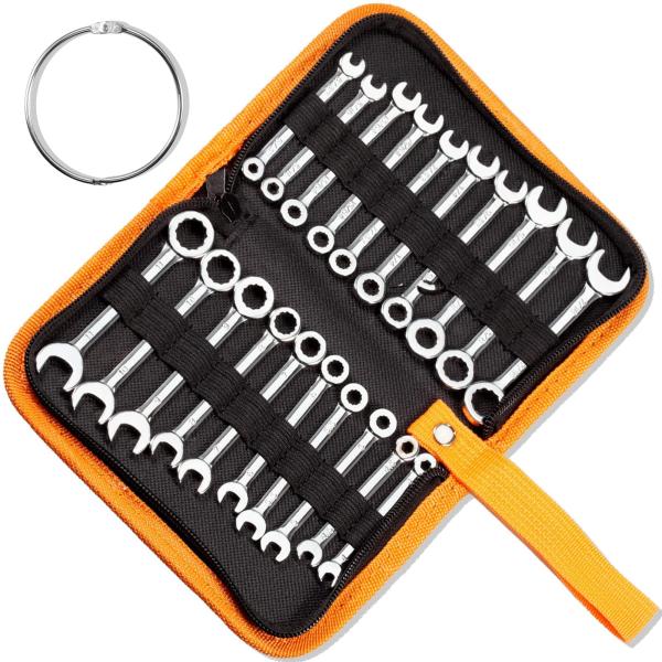 ・Package Contents: 10 pcs SAE wrenches, 1 pcs key ring, 10 pcs metric wrenches, 1 pcs storage pouch.・Application: The Mi...