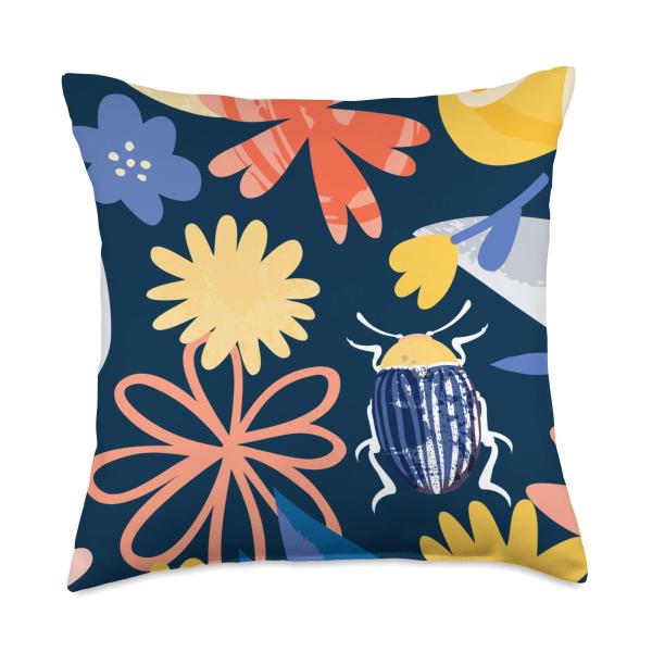 ・Flowers And Beetles Colourful Pattern Abstract Insect Art. Great Gift Idea For Abstract Art Lovers, Those Into Arts And...