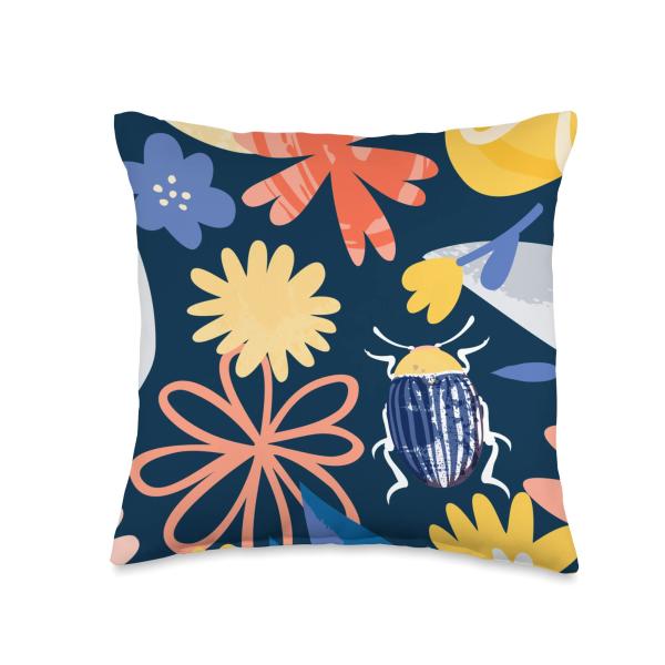 ・Flowers And Beetles Colourful Pattern Abstract Insect Art. Great Gift Idea For Abstract Art Lovers, Those Into Arts And...