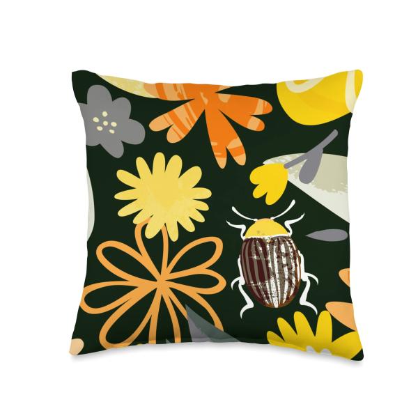 ・Flowers And Beetles Colourful Pattern Abstract Insect Art. Great Gift Idea For Abstract Art Lovers, Those Into Arts And...