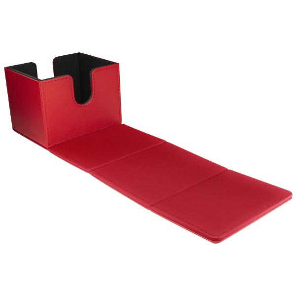 ・Red leatherette Alcove Edge card storage container・Side-loading Deck Box・Holds up to 100 standard size cards double-sle...