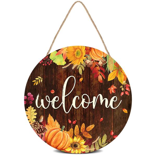 ・Fall Thanksgiving Decor: the fall thanksgiving welcome door sign is colorful with a rustic effect, which is suitable fo...