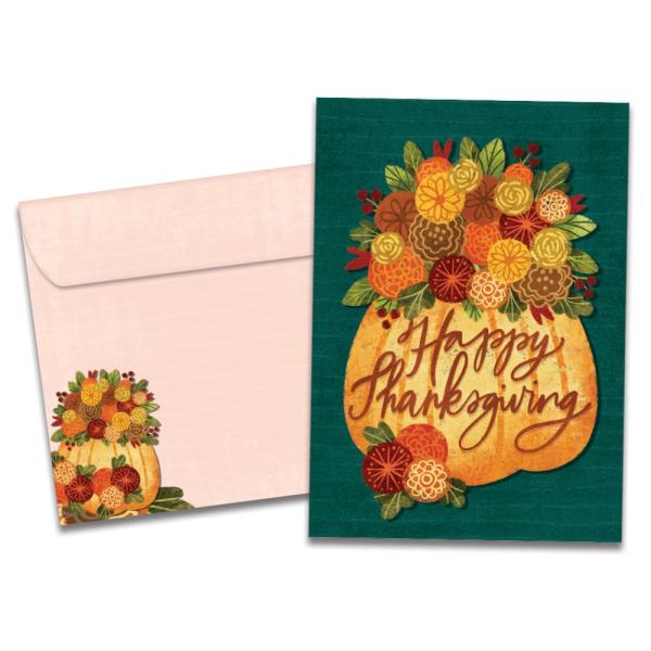 ・Inside Greeting: [blank] | Cover Greeting: Happy Thanksgiving. These cards captivate autumn-inspired designs, showcasin...