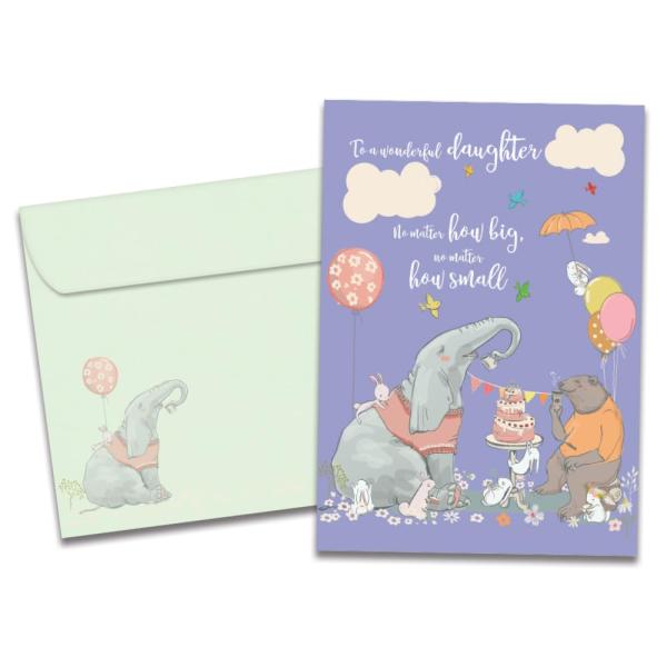 ・内側の挨拶: 今日は皆さんのお祝いです。 誕生日おめでとうございます。 | カバー挨拶:素晴らしい娘へ - どんなに大きくても、どんなに小さくても。 これらのカードは内側も外側も美しくデザインされています。 内側のカバーアートで手書きのメ...