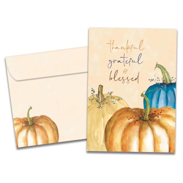 ・Inside Greeting: [blank] | Cover Greeting: Thankful, grateful, and blessed. These cards captivate autumn-inspired desig...