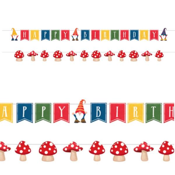 ・2 Party Gnomes Banners・Paper banners measure 5" x 97"・Paper banner for party decorations・Perfect for birthday parties・C...
