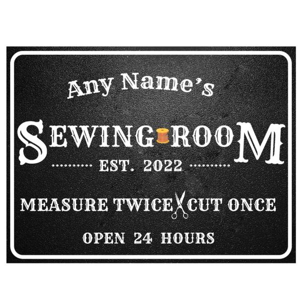 ・Personalized Sewing Room signs: This metal sign can be personalized with your name, a year, or any text you choose, mak...