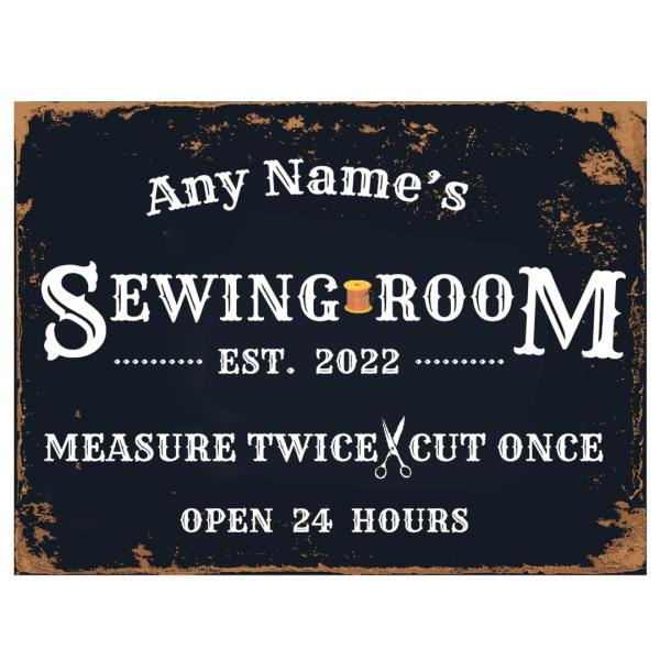 ・Personalized Sewing Room signs: This metal sign can be personalized with your name, a year, or any text you choose, mak...