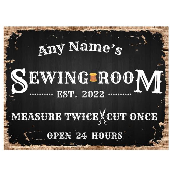 ・Personalized Sewing Room signs: This metal sign can be personalized with your name, a year, or any text you choose, mak...