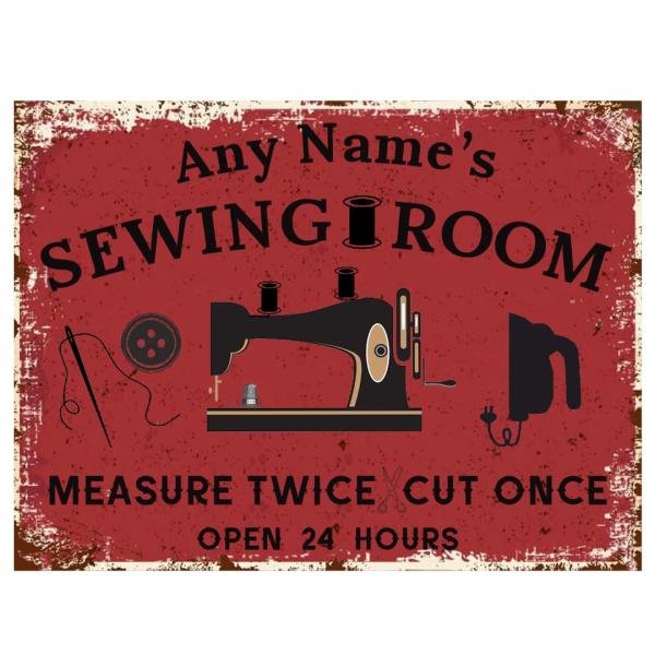 ・Personalized Sewing Room signs: This metal sign can be personalized with your name, a year, or any text you choose, mak...