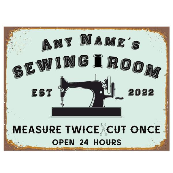 ・Personalized Sewing Room signs: This metal sign can be personalized with your name, a year, or any text you choose, mak...