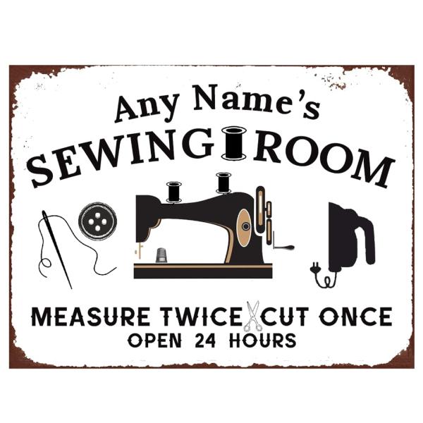 ・Personalized Sewing Room signs: This metal sign can be personalized with your name, a year, or any text you choose, mak...