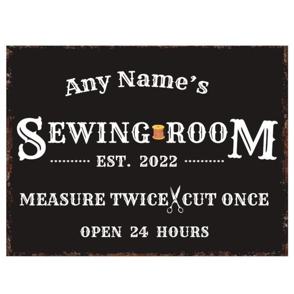 ・Personalized Sewing Room signs: This metal sign can be personalized with your name, a year, or any text you choose, mak...