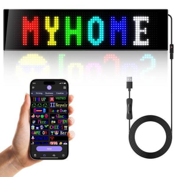 ・【Flexible and Thin】The LED matrix is thin and light, Flexible board design, can be curved freely, IP65 waterproof level...