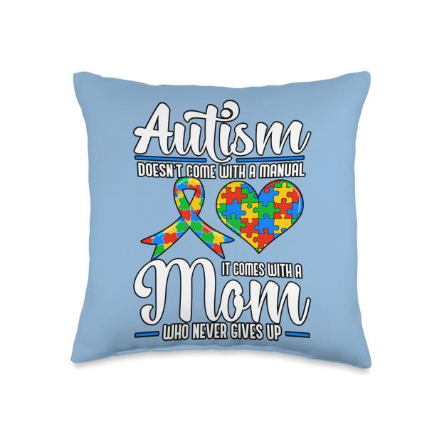 ・autism doesnt come with a manual it comes with a mom who never gives up. I Wear Blue For Autism Awareness, autism puzzl...
