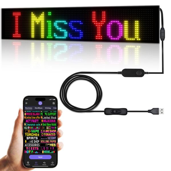 ・【Flexible and Thin】The LED matrix is thin and light, Flexible board design, can be curved freely, IP65 waterproof level...