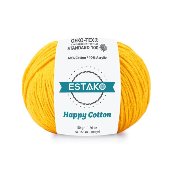 ・Estako Happy Cotton, 60% Cotton 40% Acrylic Yarn, Soft, Fine / Sport (2) for Crochet and Knitting 1.76 Oz (50g) / 180 Y...