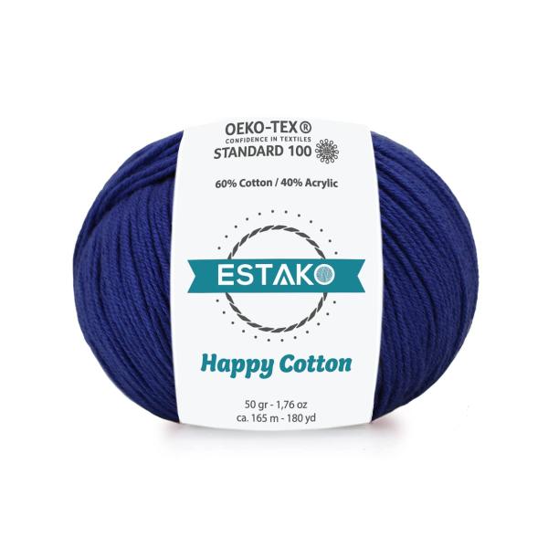 ・Estako Happy Cotton, 60% Cotton 40% Acrylic Yarn, Soft, Fine / Sport (2) for Crochet and Knitting 1.76 Oz (50g) / 180 Y...