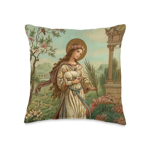 ・Catholic Saints Prayer Card design. This vintage Catholic prayer card art features St Agnes of Rome. Saint Agnes is a p...