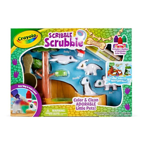 ・SCRIBBLE SCRUBBIE PETS: Features 1 Waterfall Environment, 4 Dinosaur Pets, 3 Washable Markers, 3 Color Drop Bottles, an...