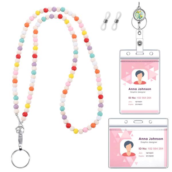 ・Package Include: You will receive one package, include 1pcs nature wooden beaded lanyard, 1pcs flower hook,2pcs Id card...