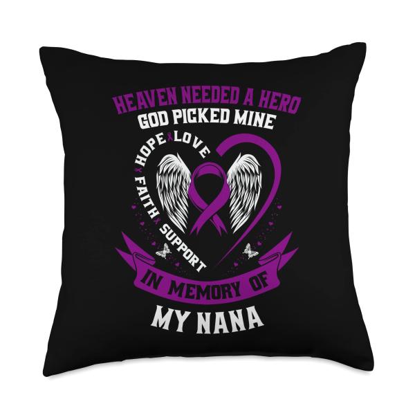 ・Heaven needed a hero God picked my Nana Pancreatic cancer awareness memorial heart graphic wings positive messages phra...