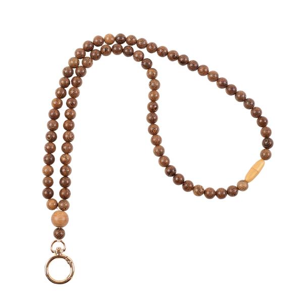 ・【Packing List】 The package comes with 1 fashion wooden beaded neck lanyard,features a detachable keychain with metal ba...