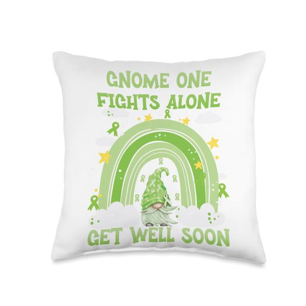 ・Design shows lime green colored cancer gnomes with ribbons and reads: Gnome one fights alone Get Well Soon for Non Hodg...