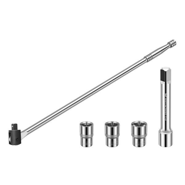 ・What You Could Get: 1/2" driver breaker bar (24-inch) comes with a 125 mm extension bar and 3-piece sockets including 1...