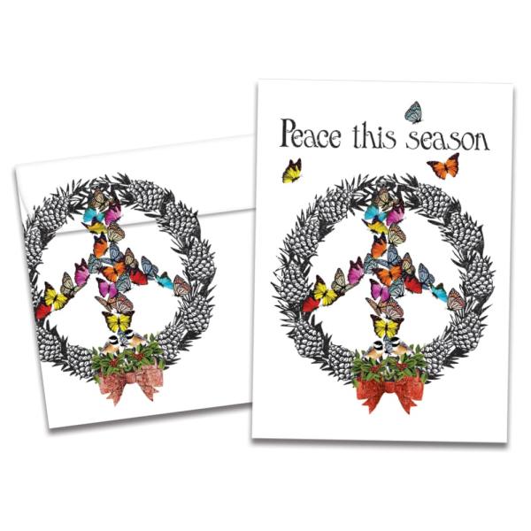 ・Inside Greeting: Sending wishes for a peace-filled Christmas | Cover Greeting: Peace this season. These cards are beaut...